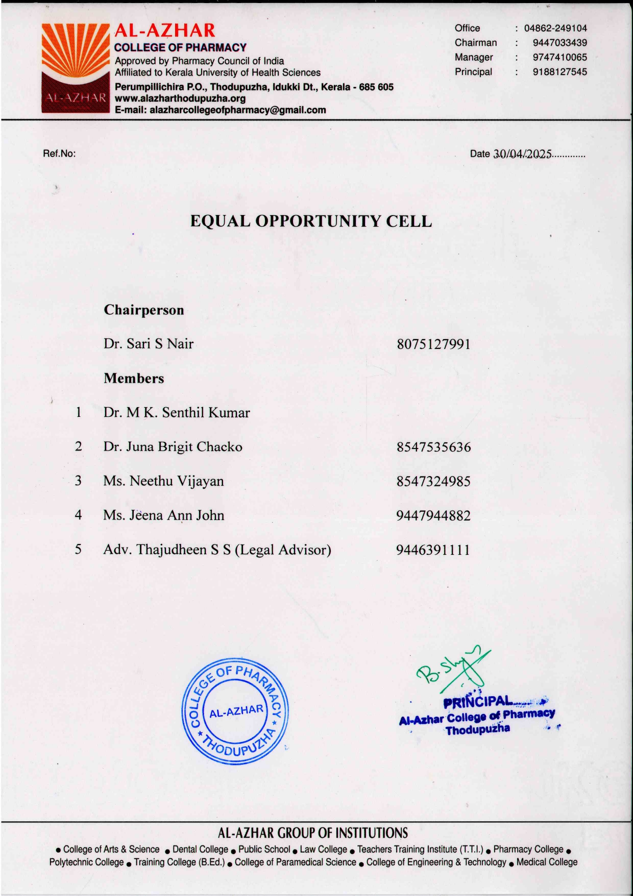 Equal Opportunity Cell | Al-Azhar College of Pharmacy